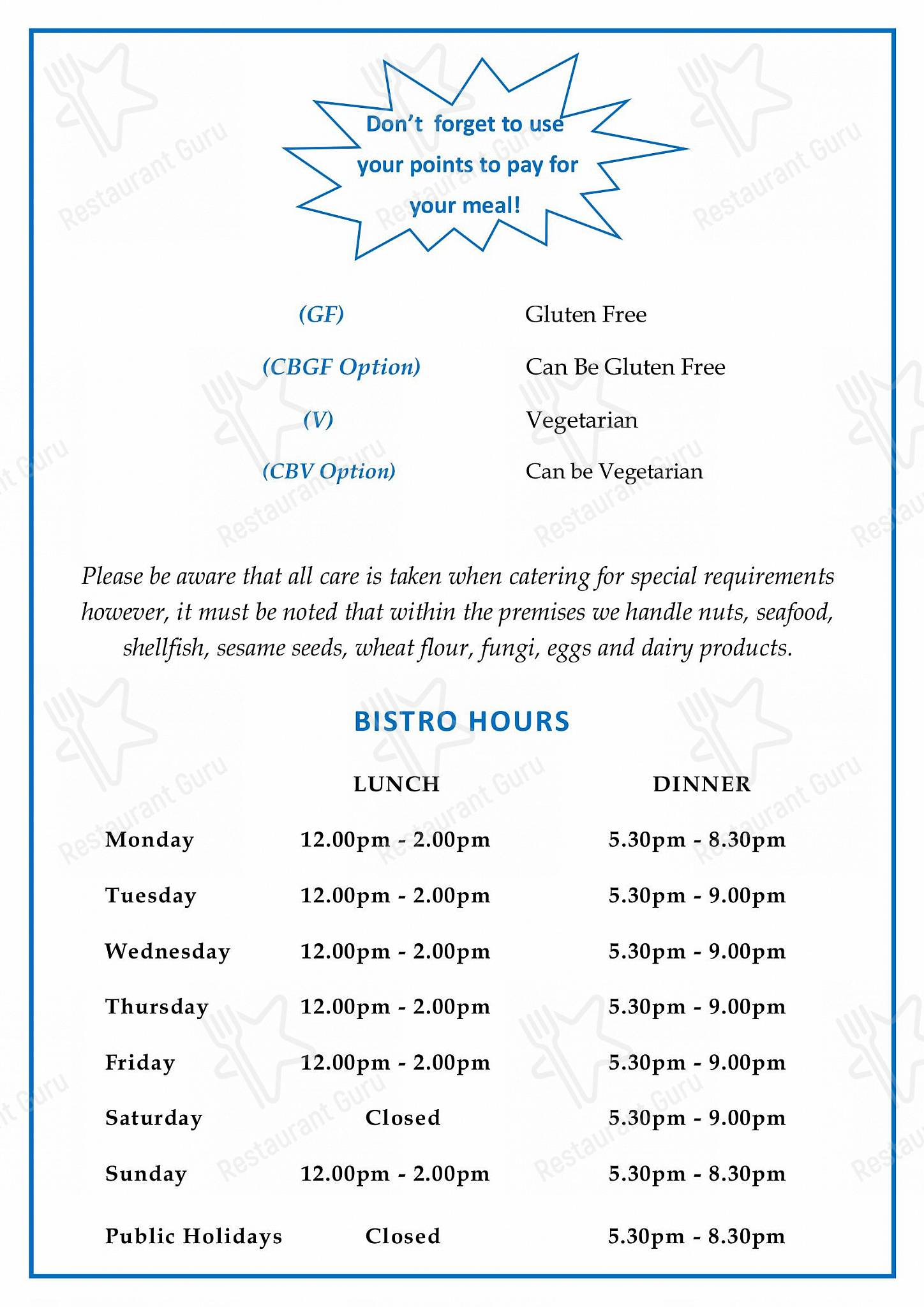 Menu at Greensborough RSL pub & bar, Greensborough