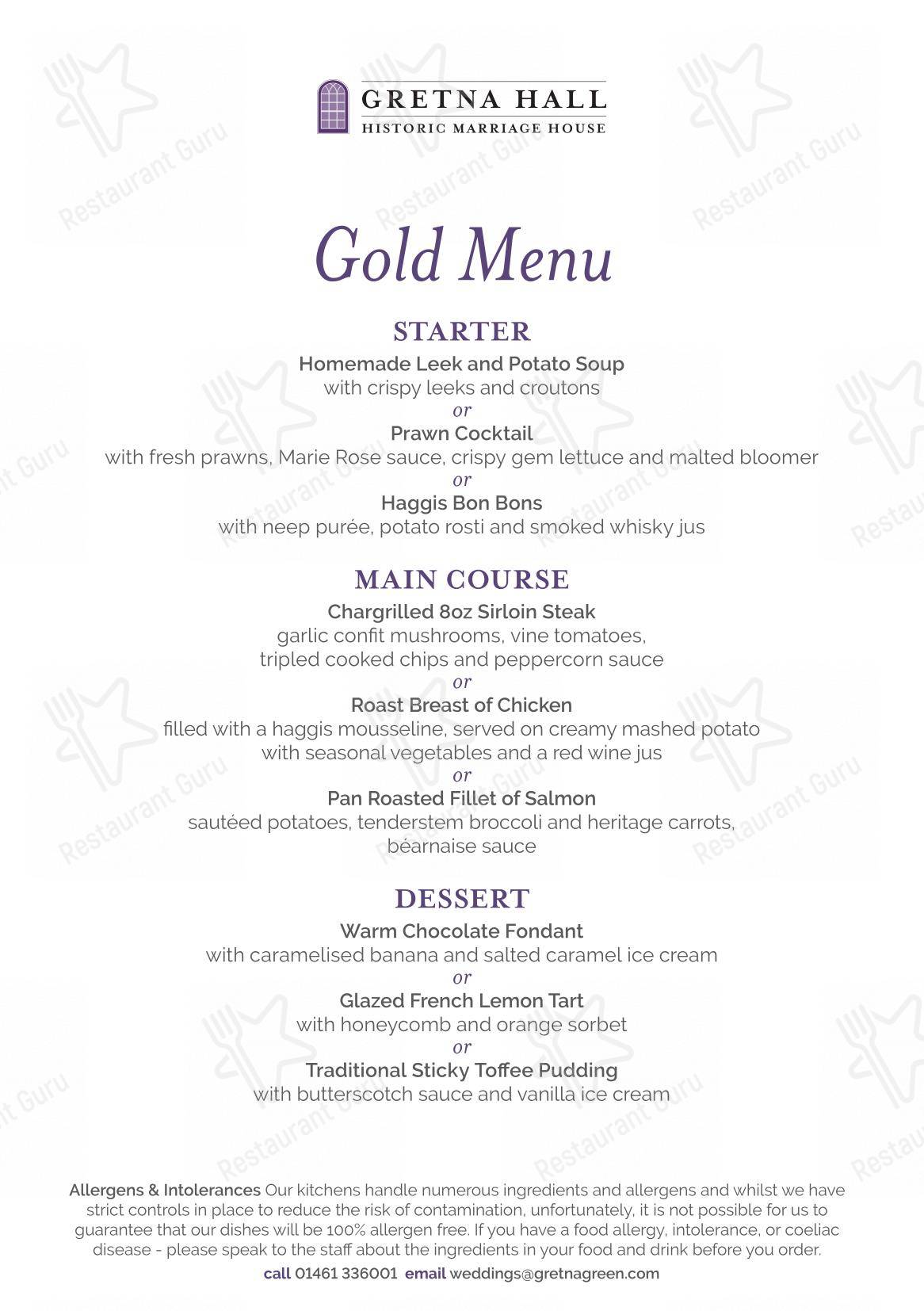 Menu at Gretna Hall Hotel pub & bar, Gretna Green
