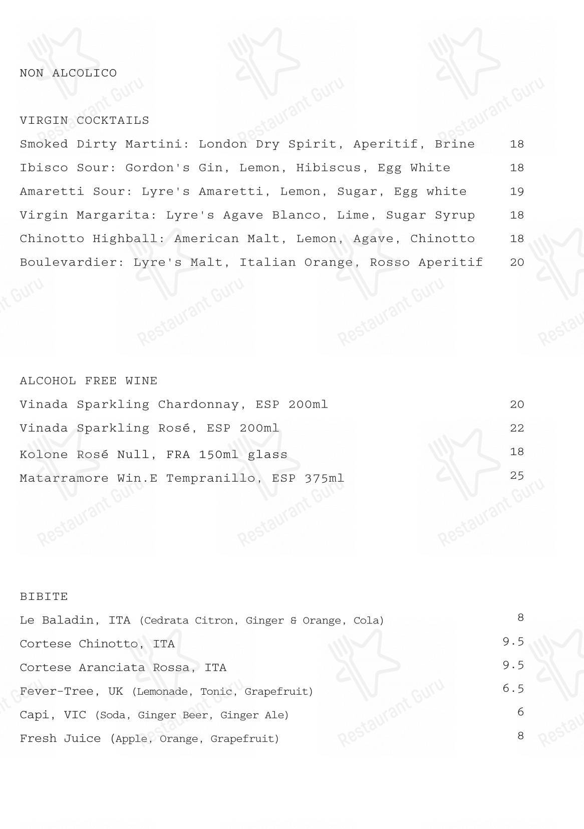 Menu at Grossi Florentino restaurant, Melbourne