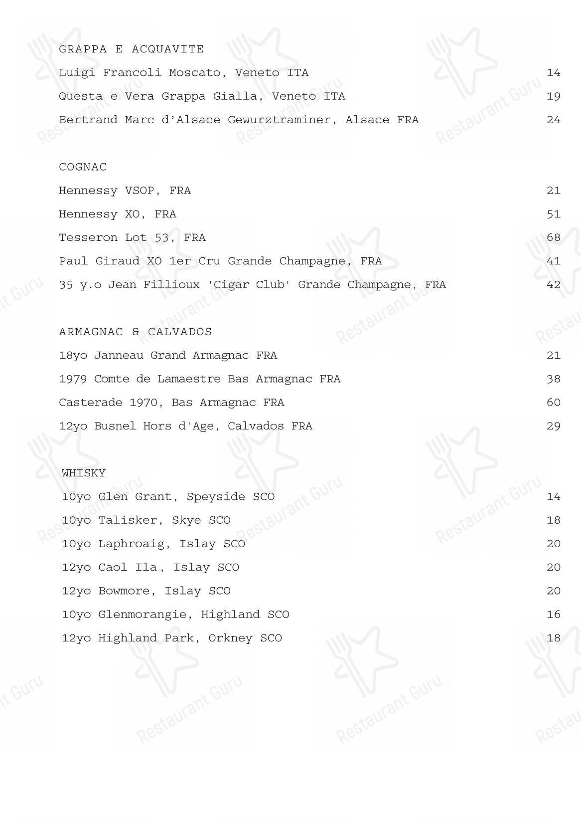 Menu at Grossi Florentino restaurant, Melbourne