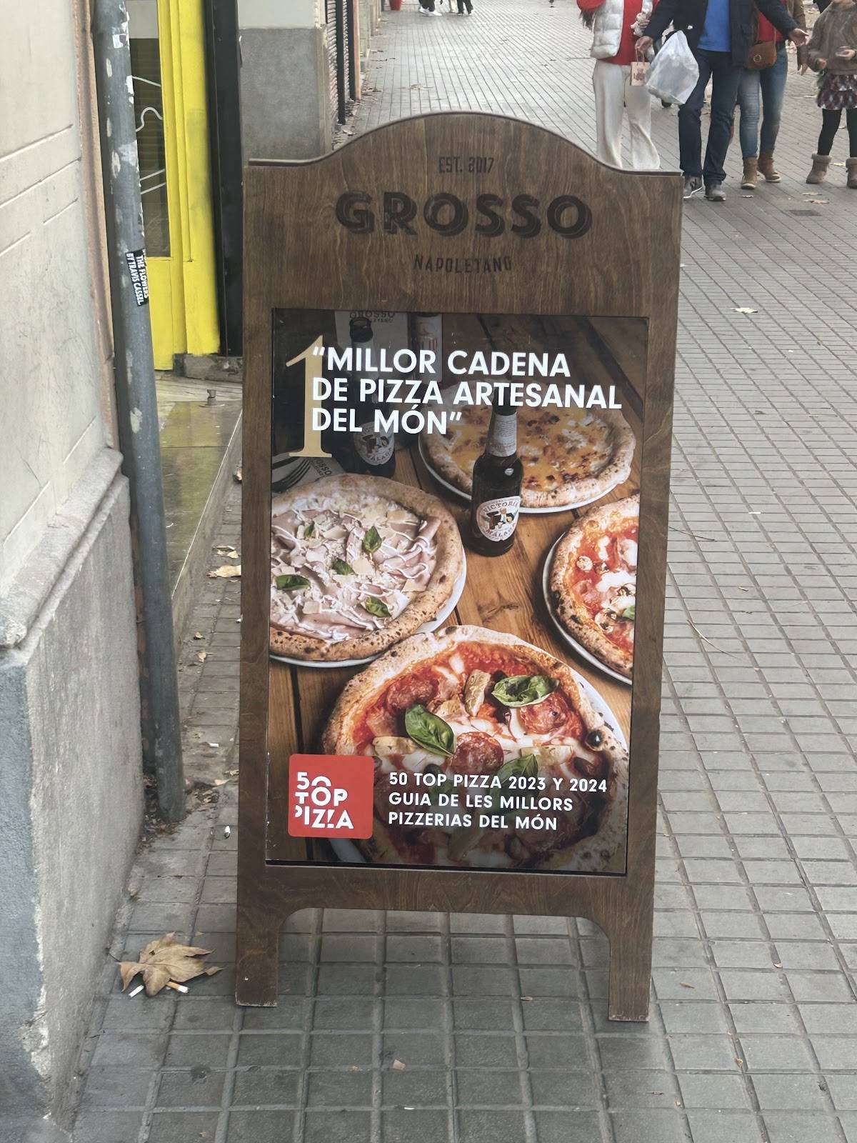 Menu at Grosso Napoletano restaurant, Barcelona, Pg. de St. Joan