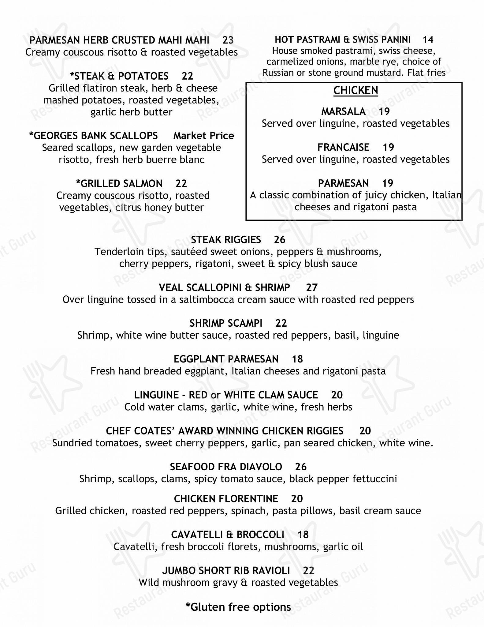 Menu at Grotto restaurant, North Syracuse