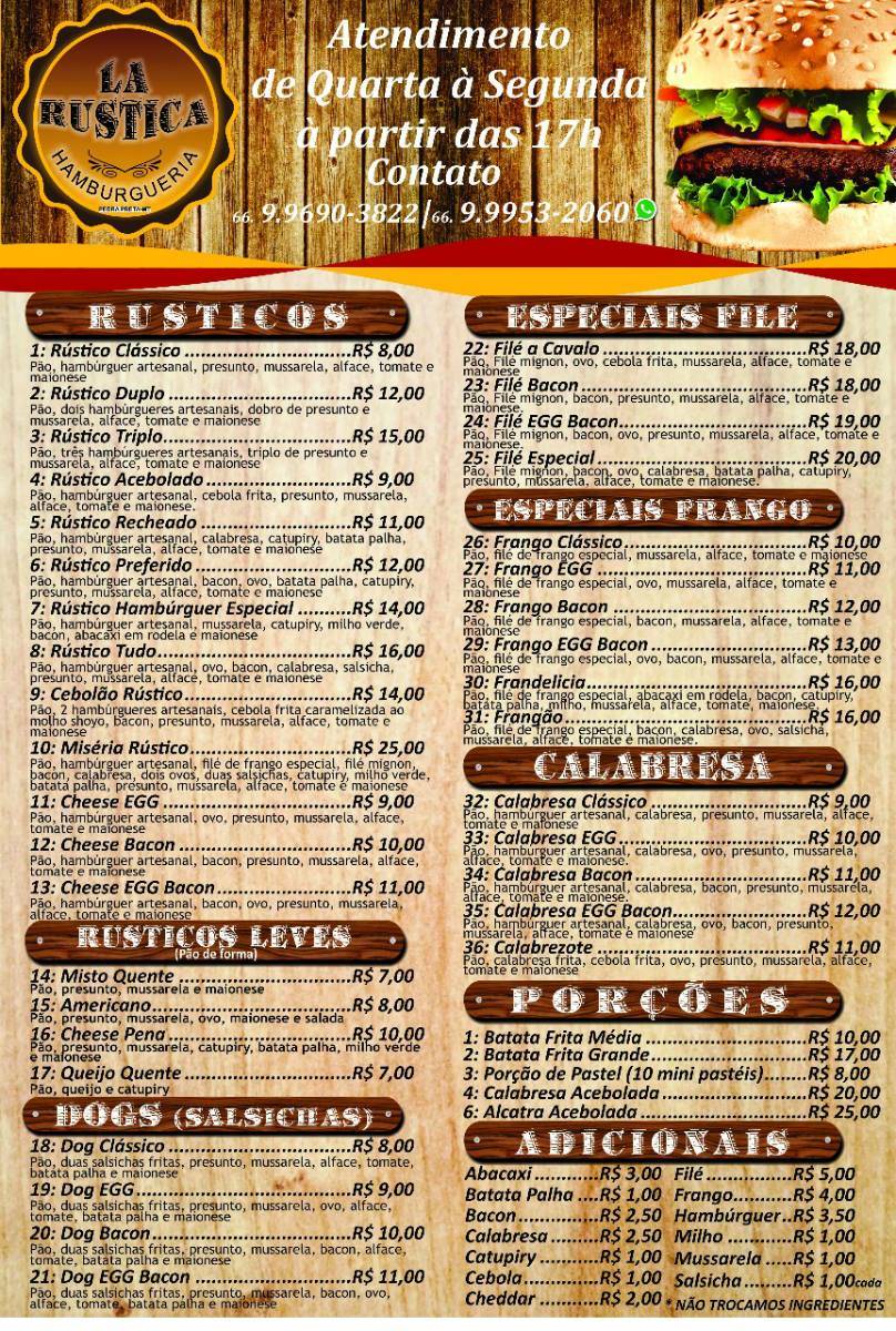 Menu em Grupo La Rustica restaurante, Pedra Preta, Av Frei Servacio