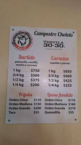 Carta del restaurante Birrieria Chololo Patria, Guadalajara