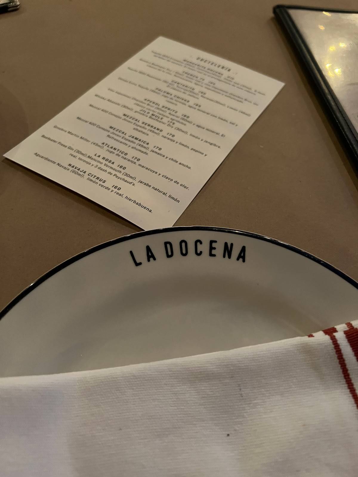 Carta del restaurante La Docena Sao Paulo, Guadalajara