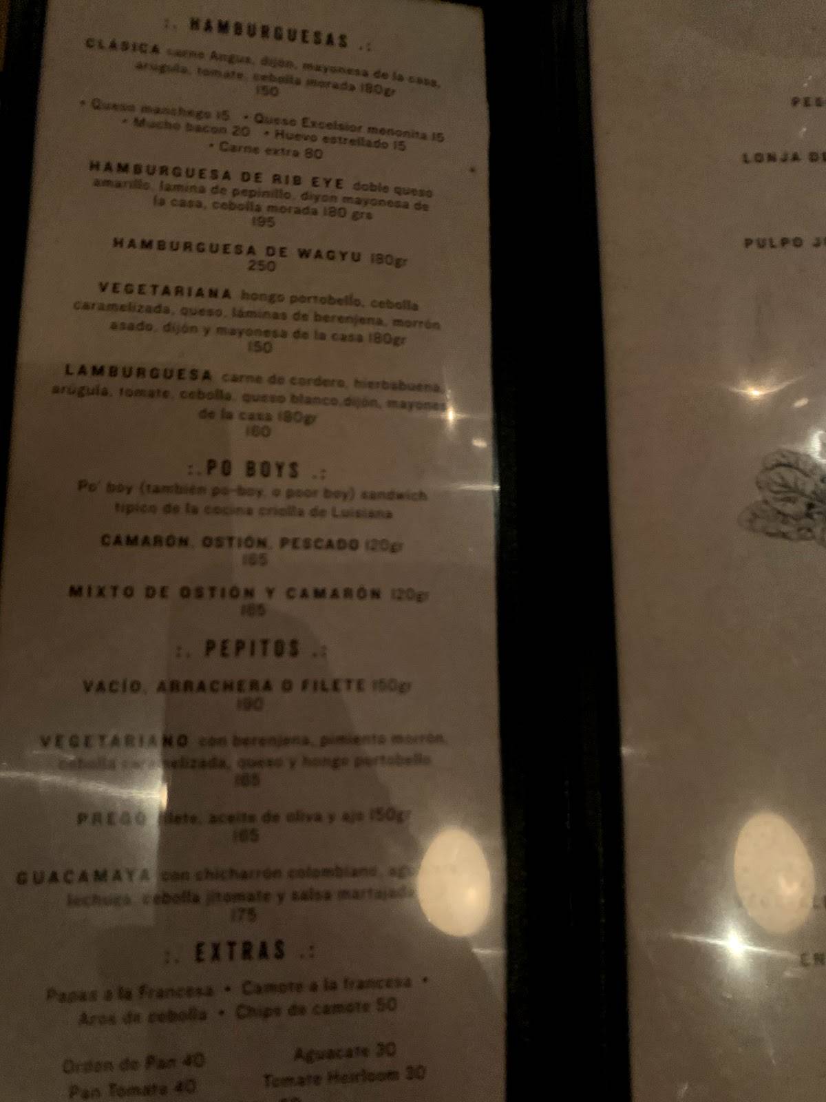 Carta del restaurante La Docena Sao Paulo, Guadalajara