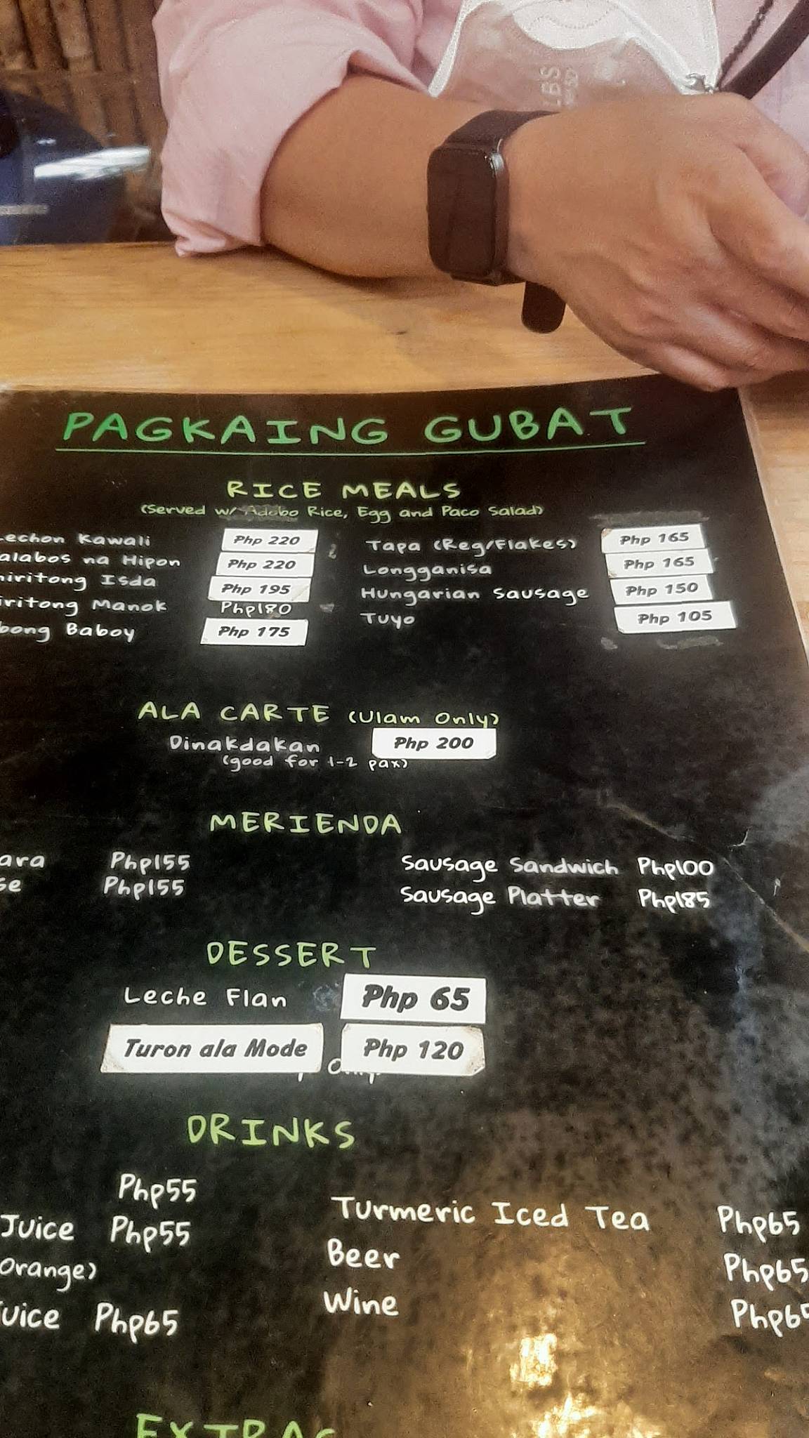 Menu at Gubat QC restaurant, Quezon City