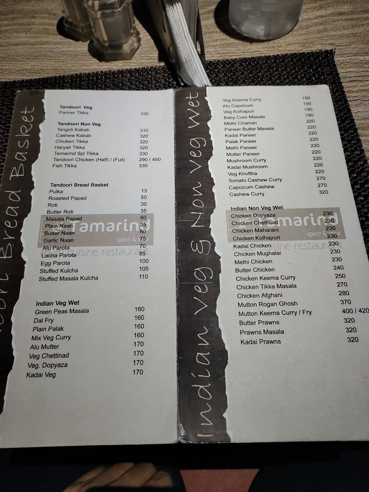 Menu at Tamarind Restaurant, Gudivada