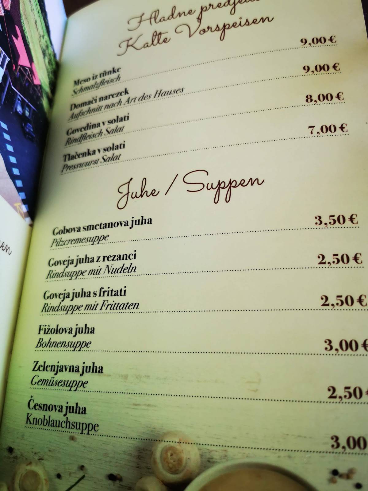 Carta del restaurante Guesthouse Aleksander, Moravske Toplice