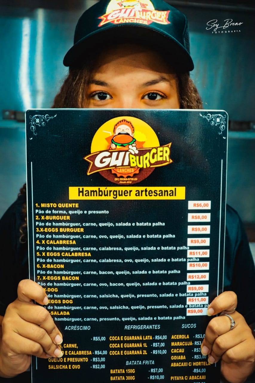 Menu em GUI BURGER restaurante, Brasil