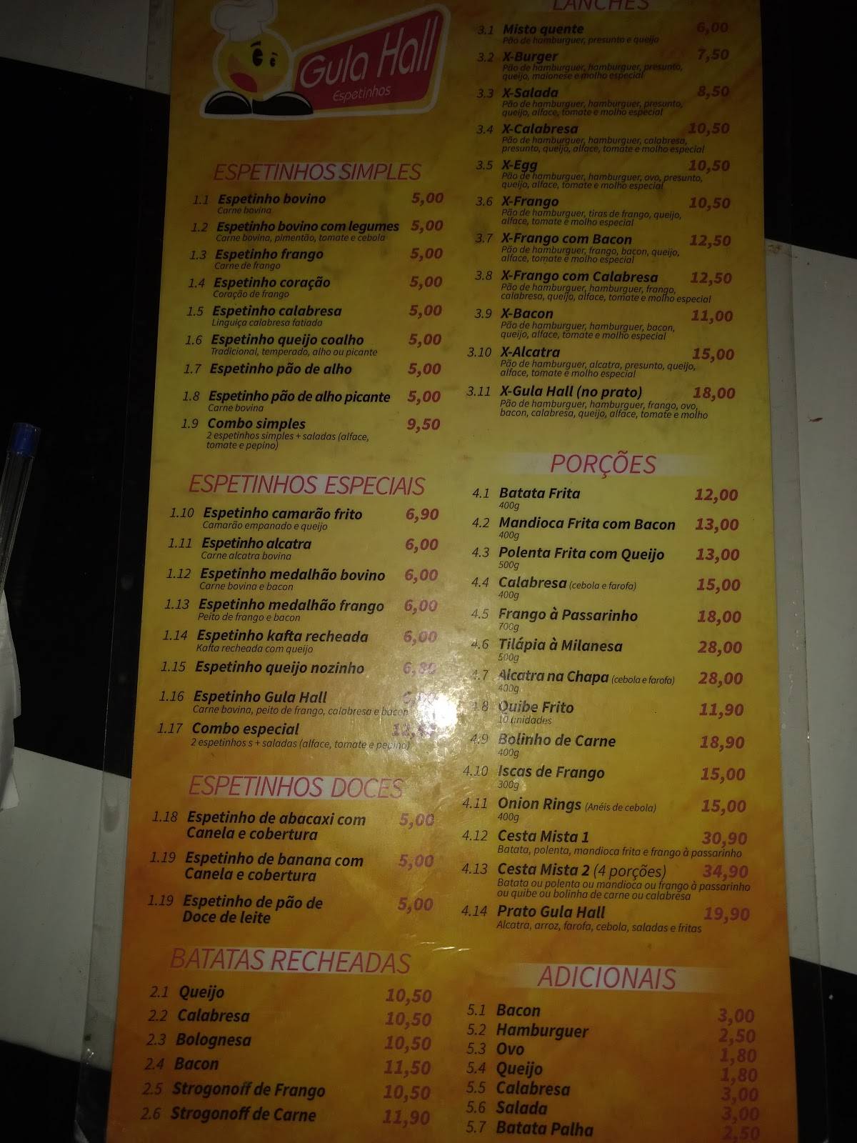 Menu em Gula Hall Espetinhos restaurante, Guarapuava