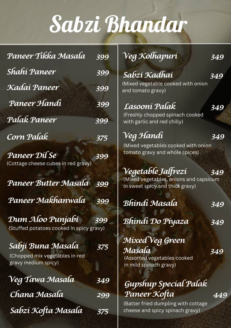 Menu at GupShup - Redefining Food, Mumbai