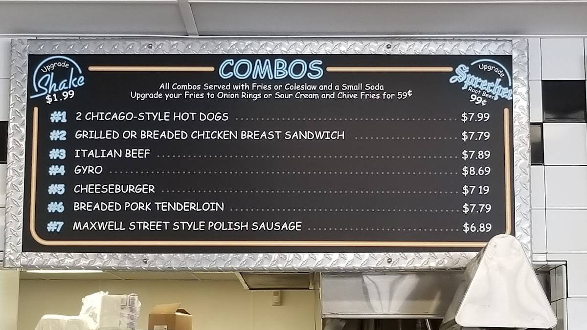 Menu at Gus's Drive-In restaurant, East Troy