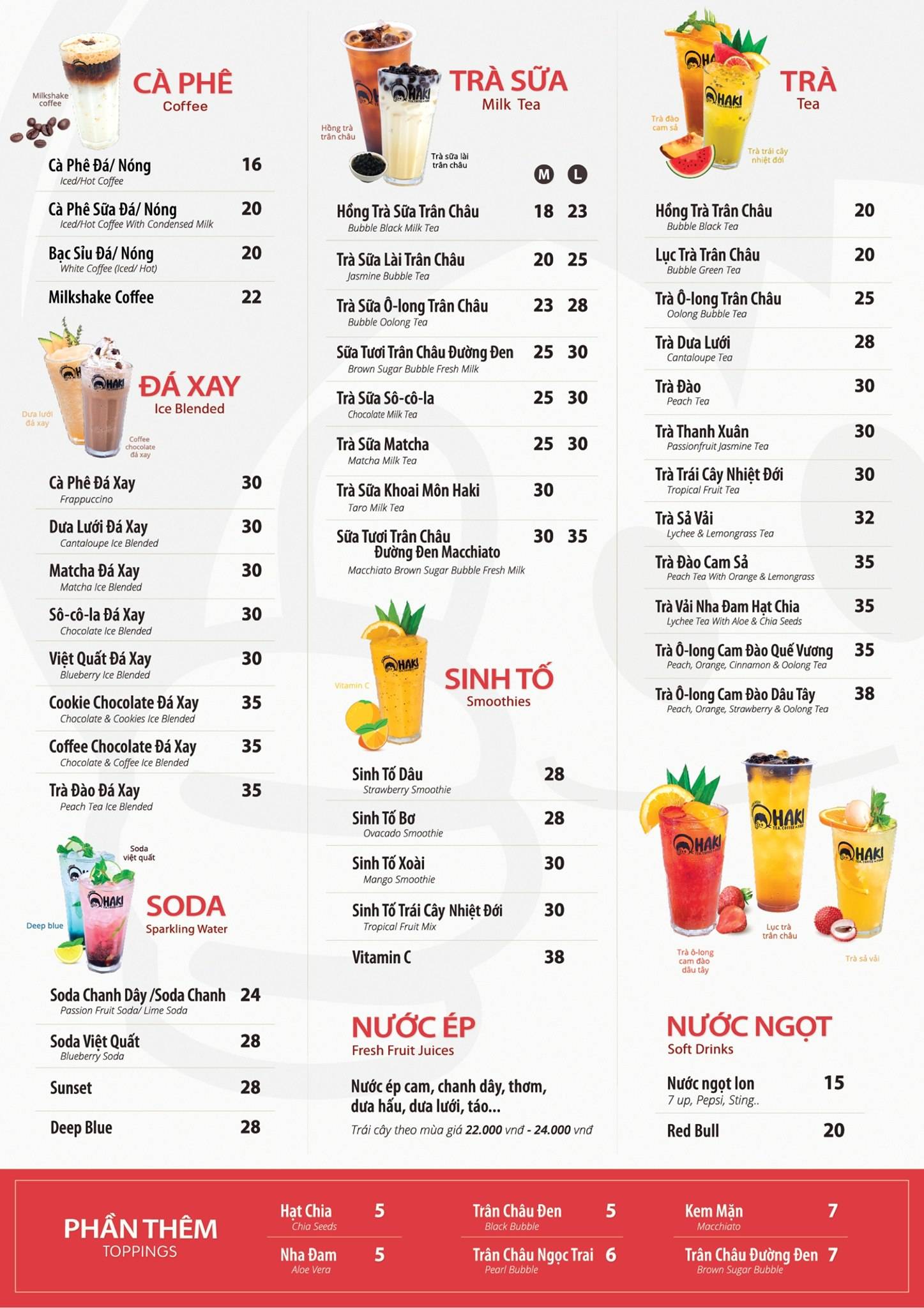 Carta del restaurante HAKI COFFEE & FOOD, Ciudad Ho Chi Minh (Saigón ...