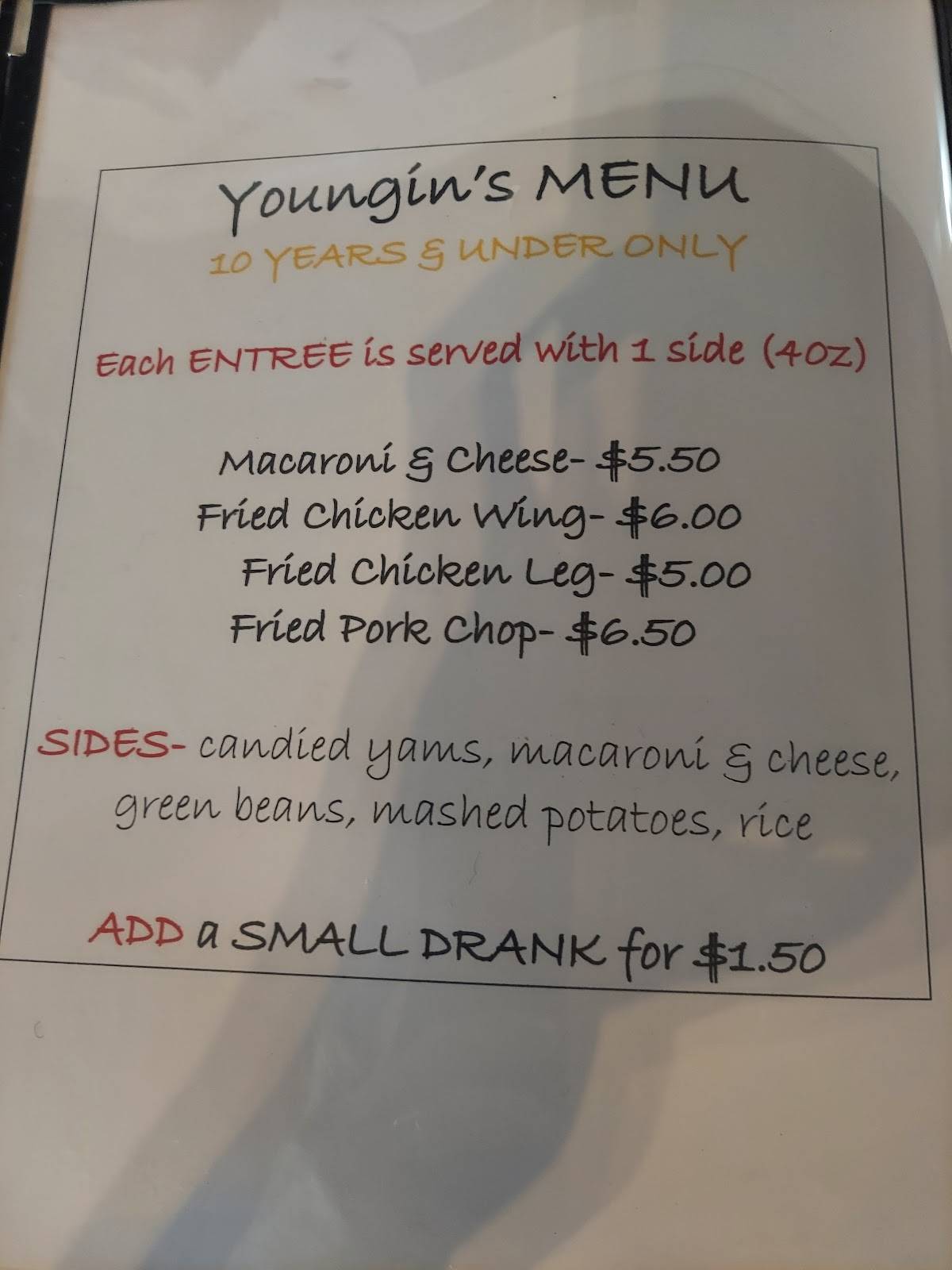 Menu at HAM BONZ Soul Food restaurant, Bastrop