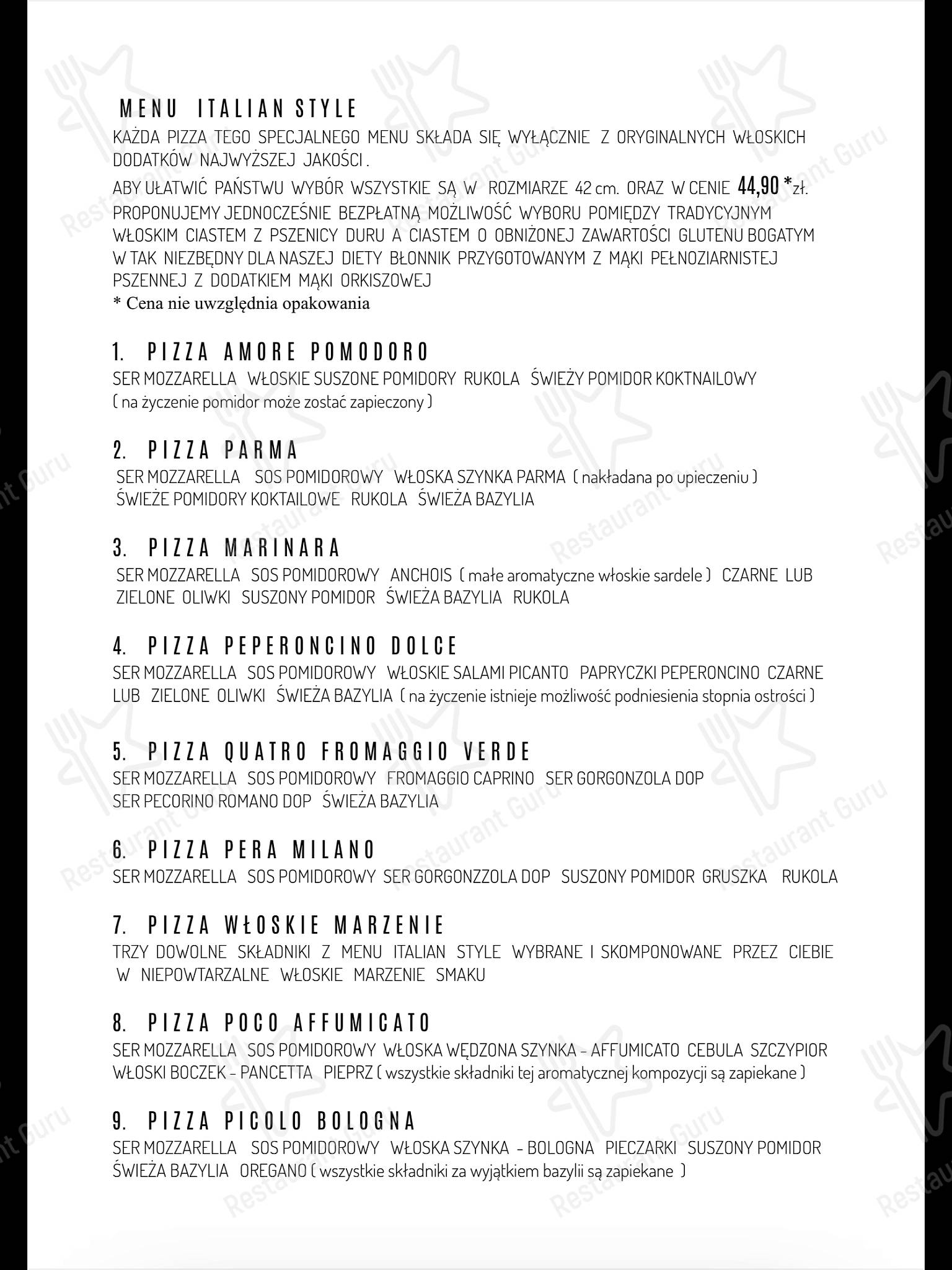 Menu at HAWA PIZZERIA, Bystra