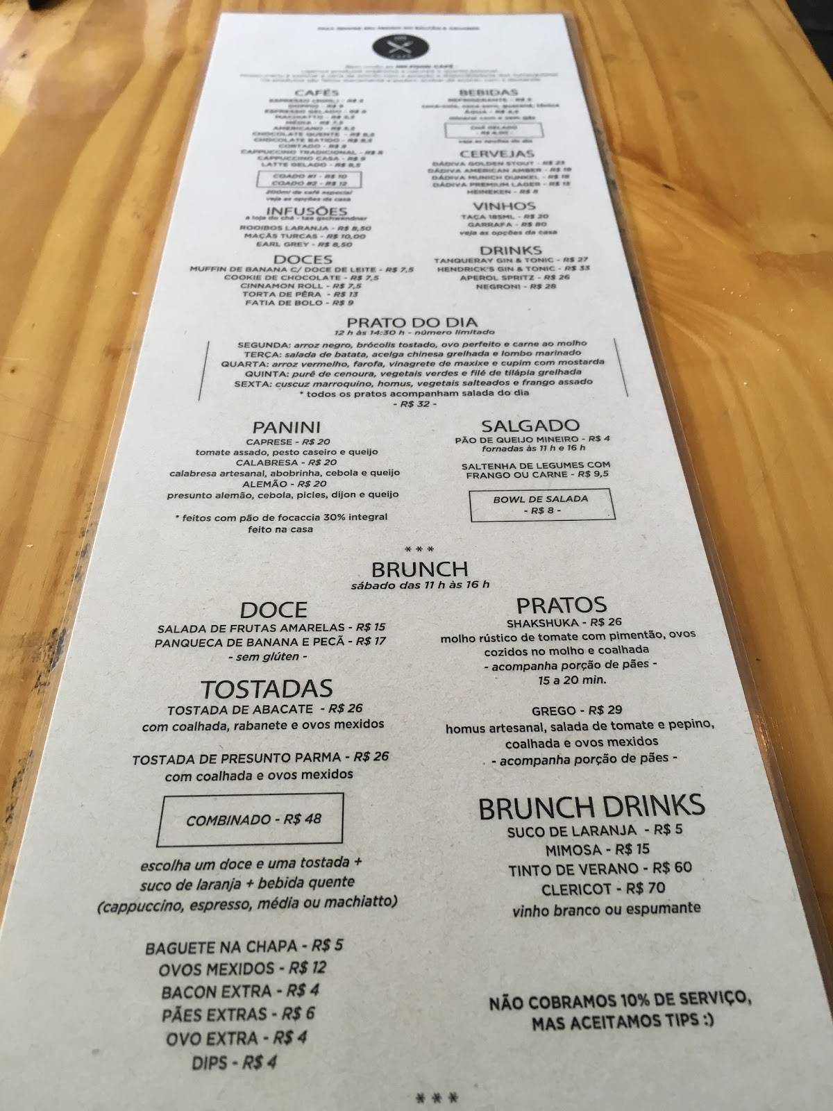 Menu em HM Food Café, São Paulo