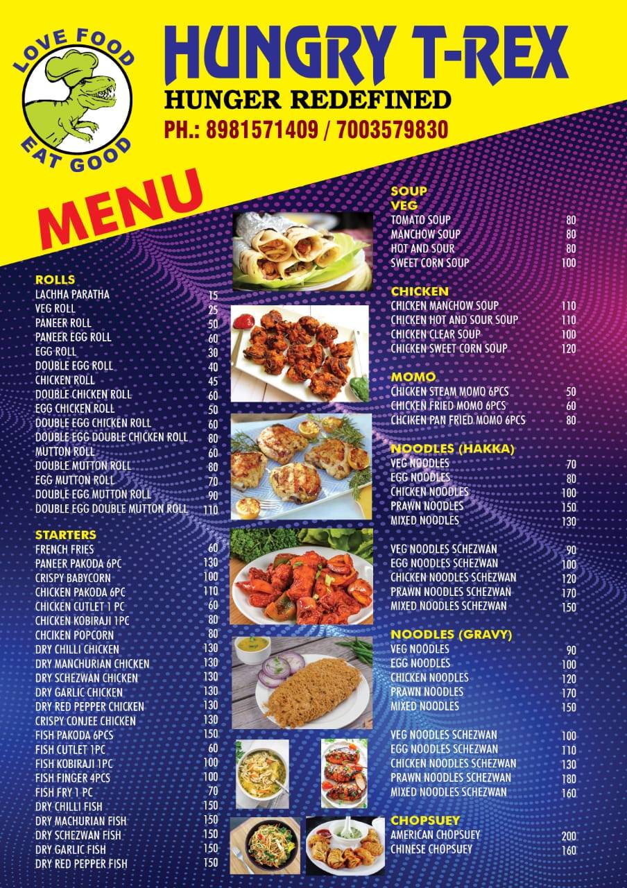 Menu at HUNGRY T-REX, Kolkata