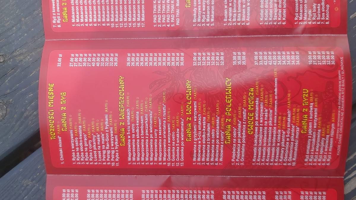Menu at Ha-Noi restaurant, Boleslawiec
