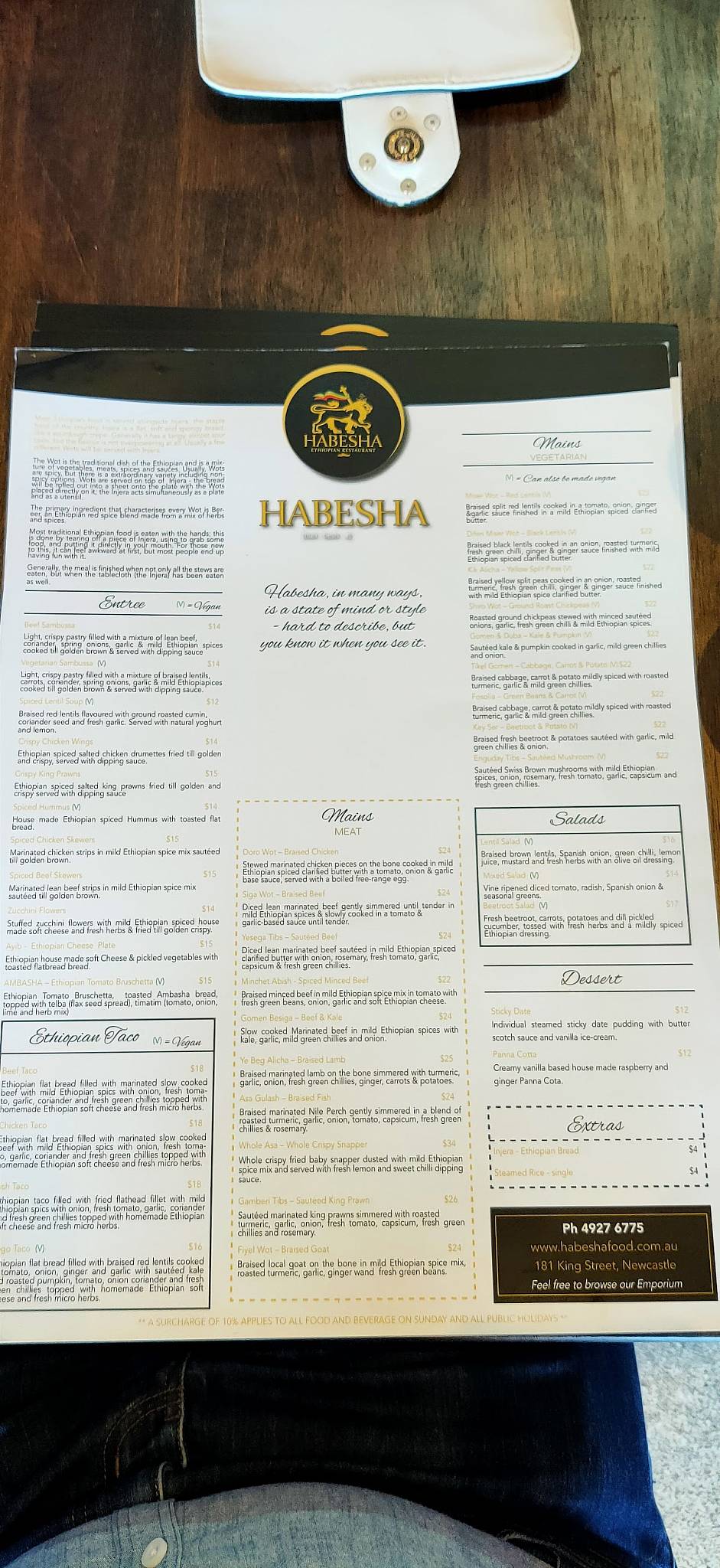 Menu at Habesha Restaurant, The Junction