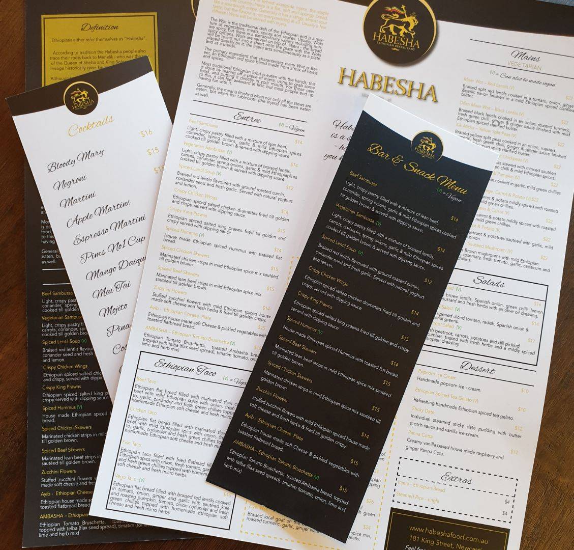 Menu at Habesha Restaurant, The Junction