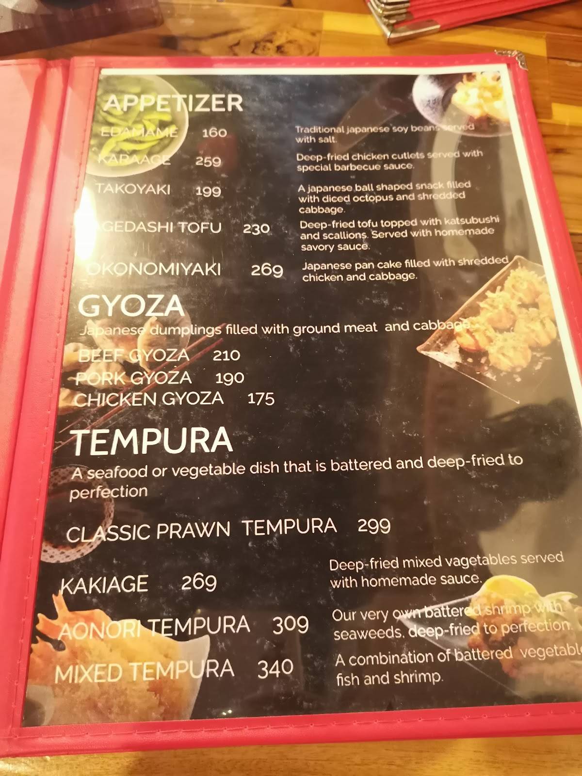 Menu at Hagemu Sushi and Ramen Bar, Urdaneta City