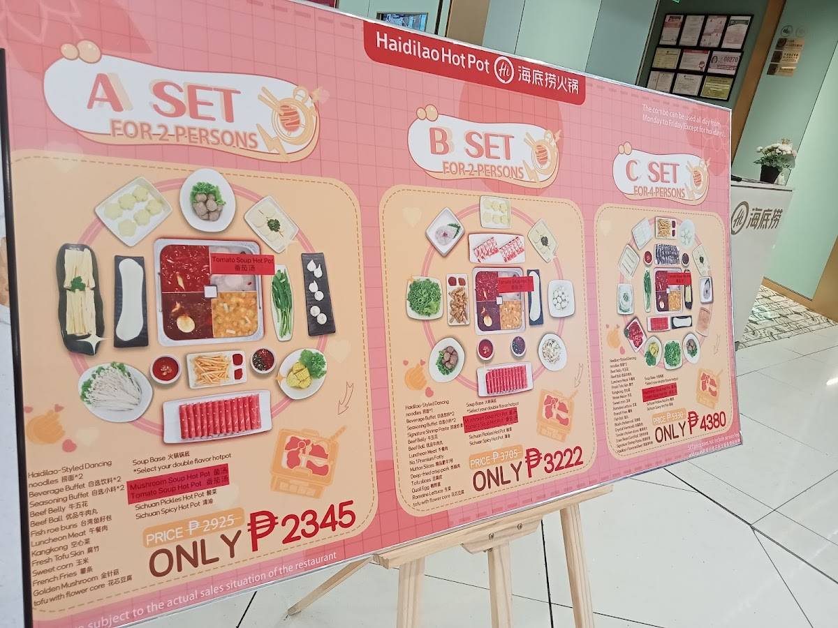 Menu at Haidilao Hot Pot MOA Branch ( 海底捞MOA店 ) restaurant, Pasay