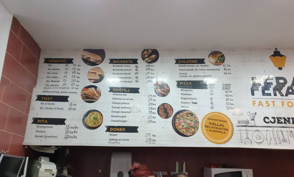 Menu at Halal Fast Food "FERAL" Split, Split