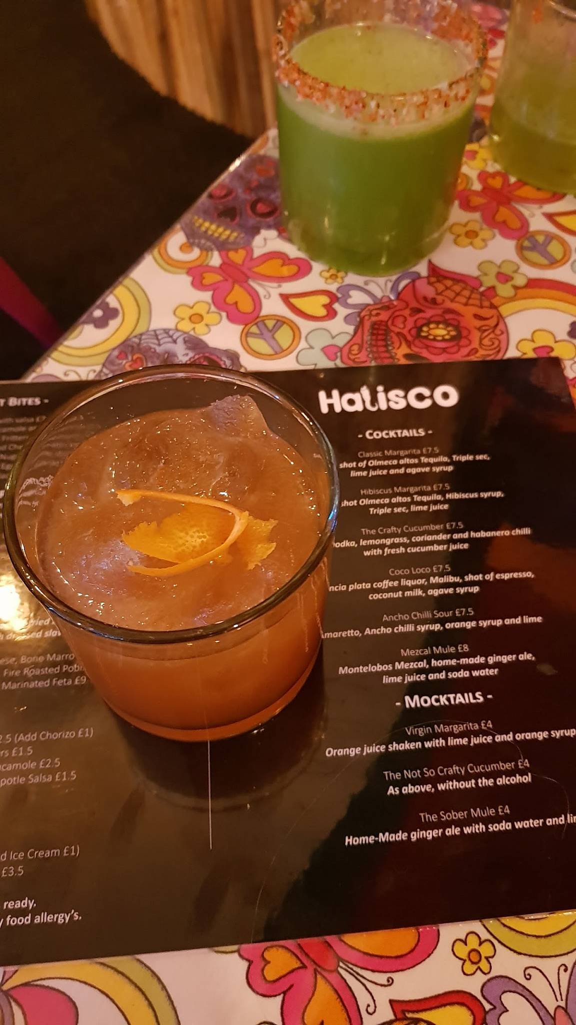 Menu at Halisco restaurant, Brighton