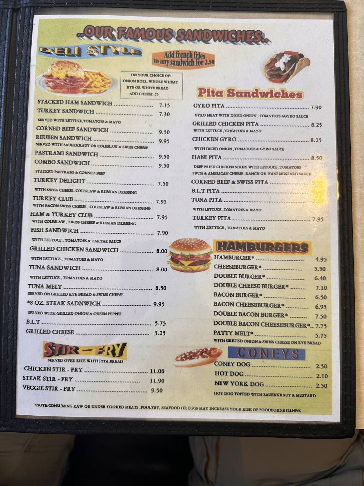 Menu at Ham Palace restaurant, Detroit