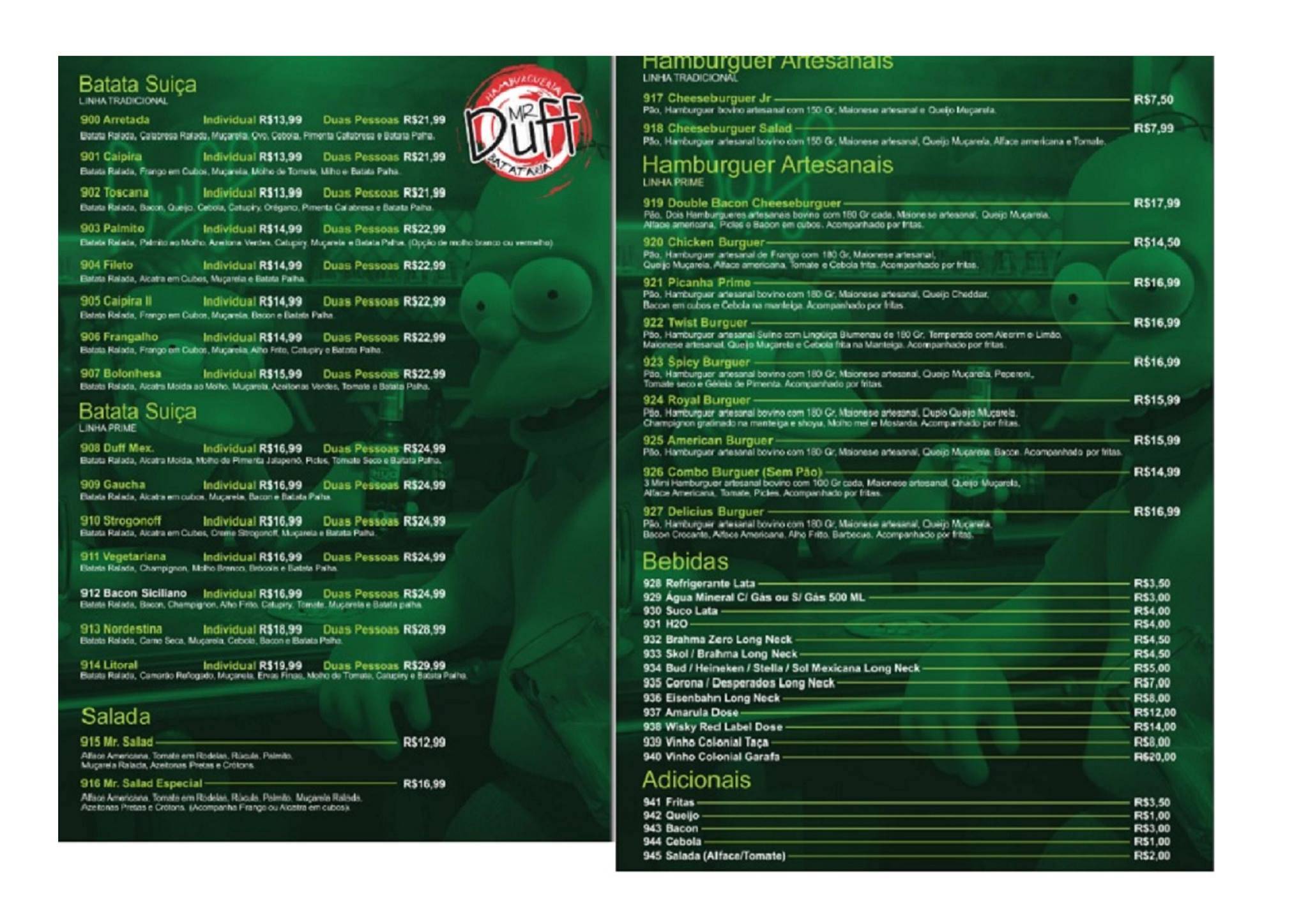 Menu em Hamburgueria Mr Duff restaurante, Paranaguá