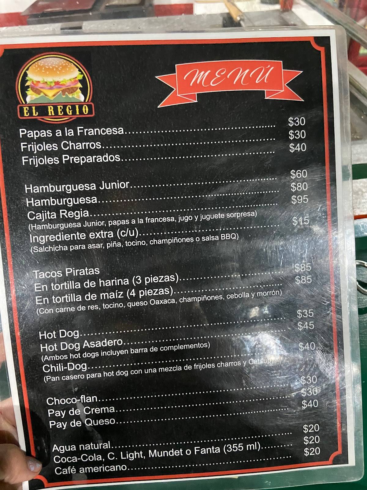 Menu at Hamburguesas "El REGIO" restaurant, Puerto Aventuras