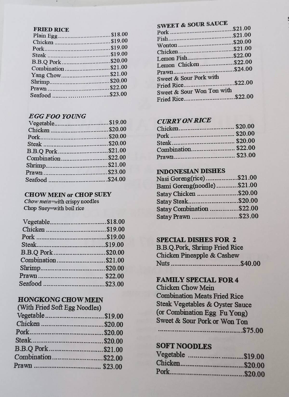 Menu at Queenwood Chinese Takeaway restaurant, Hamilton