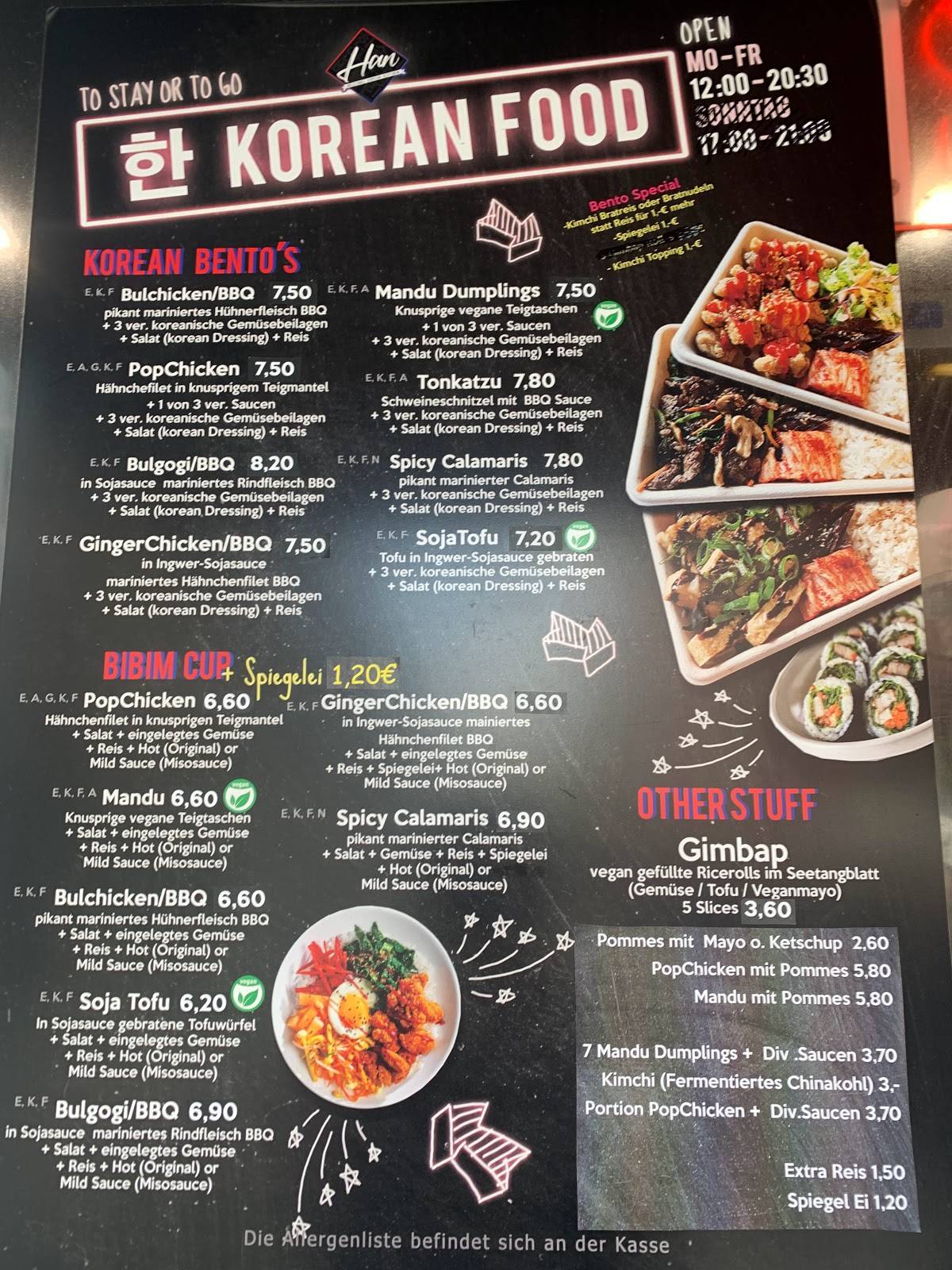 Speisekarte von Han - Korean Food restaurant, Berlin