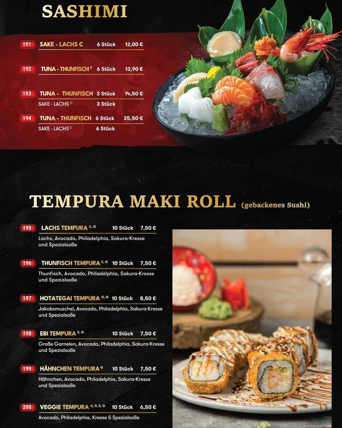 Speisekarte von Hanami Sushi & Viet Foods restaurant, Waldkraiburg