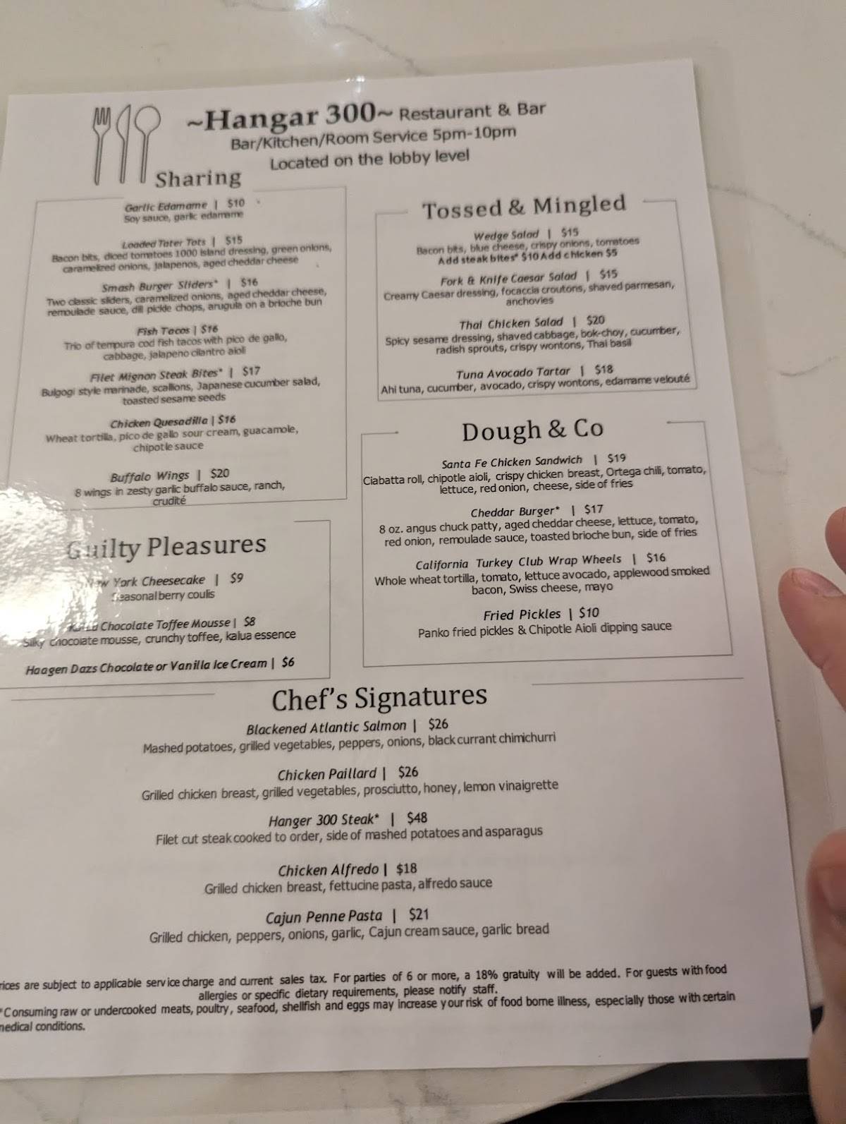 Menu at Hangar 300 pub & bar, Palmdale