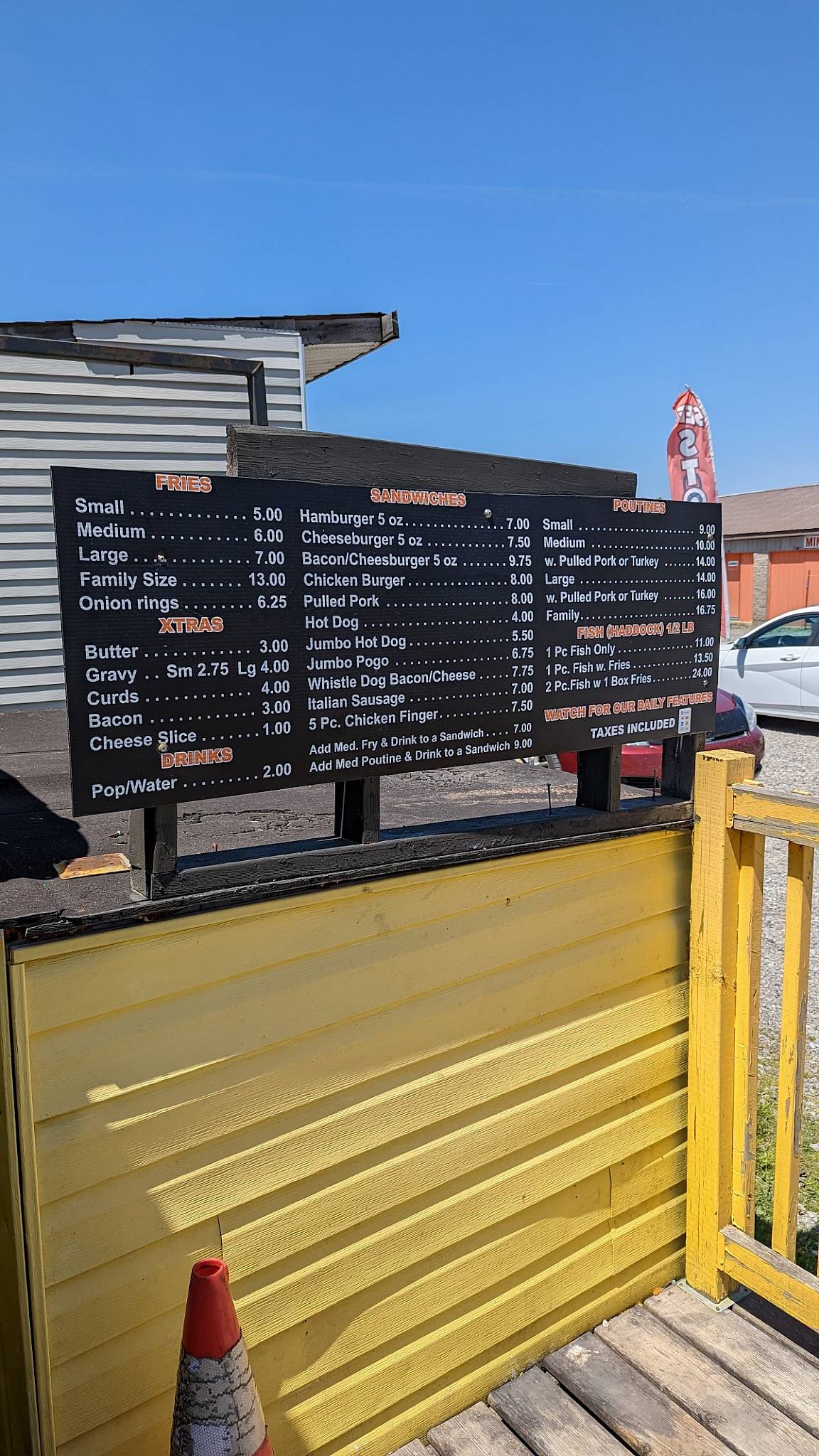 Menu at Hanks Fries restaurant, Smiths Falls