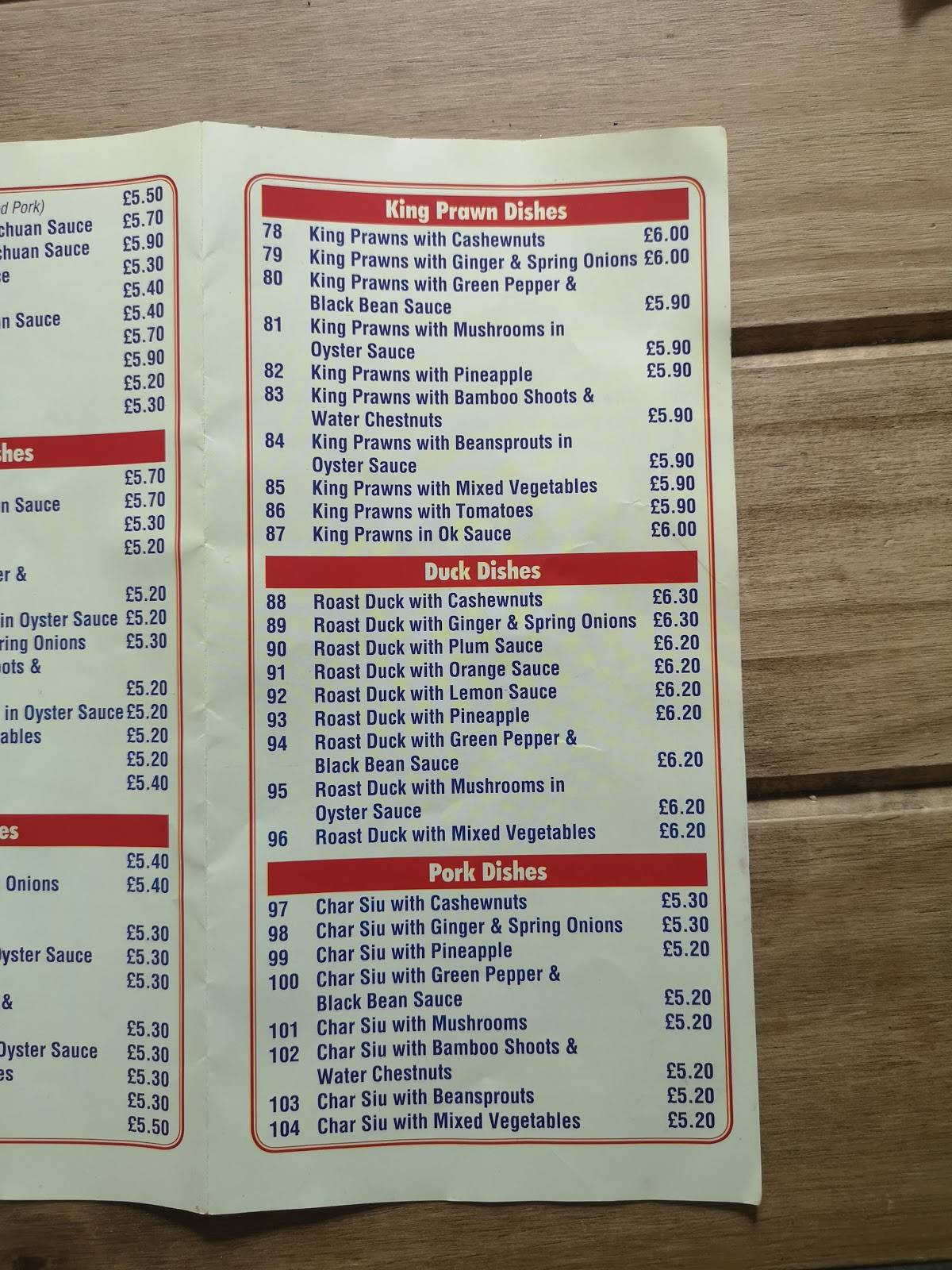 Menu at Happy Chef fast food, Northwich
