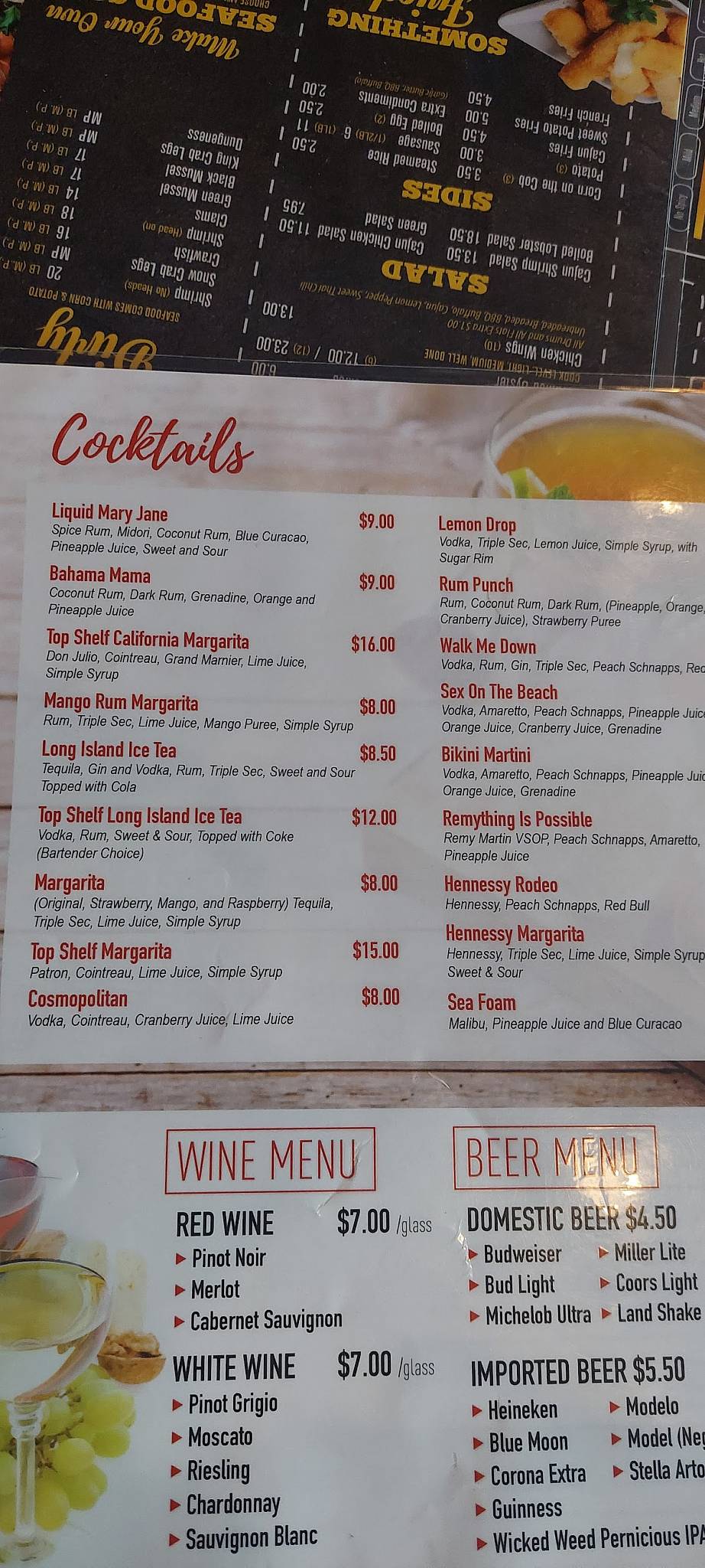 Menu at Happy crab seafood restaurant, Goose Creek