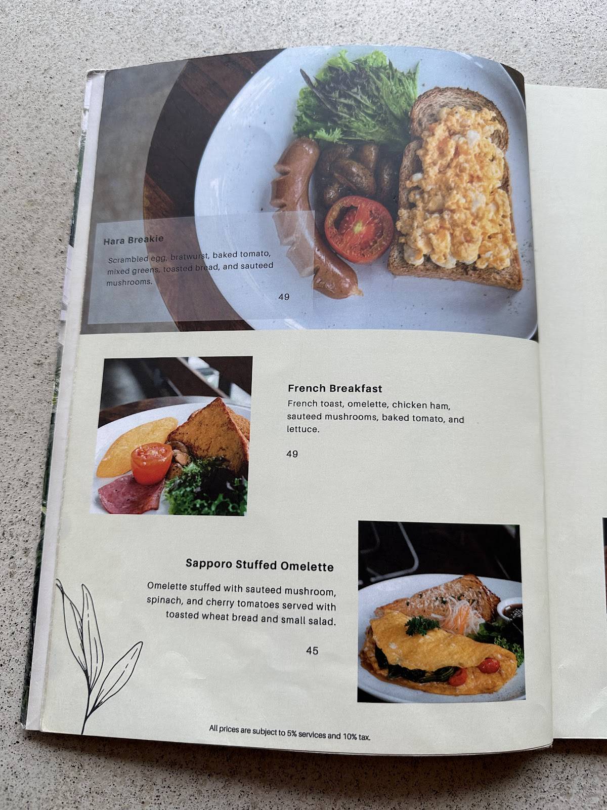 Menu at Hara Cafe, Bandung, Jl. Prof. Dr. Sutami No.62