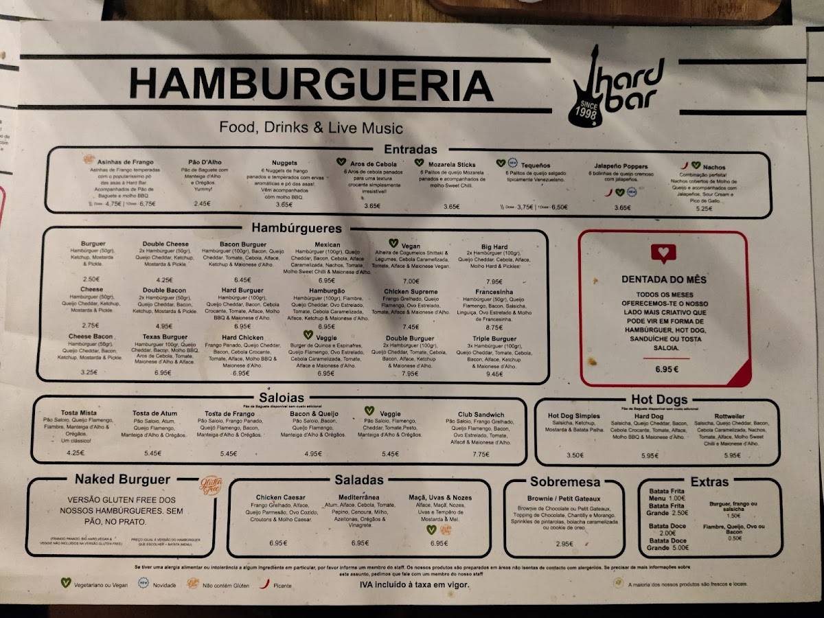 Menu em Hard Bar, Gafanha da Nazaré