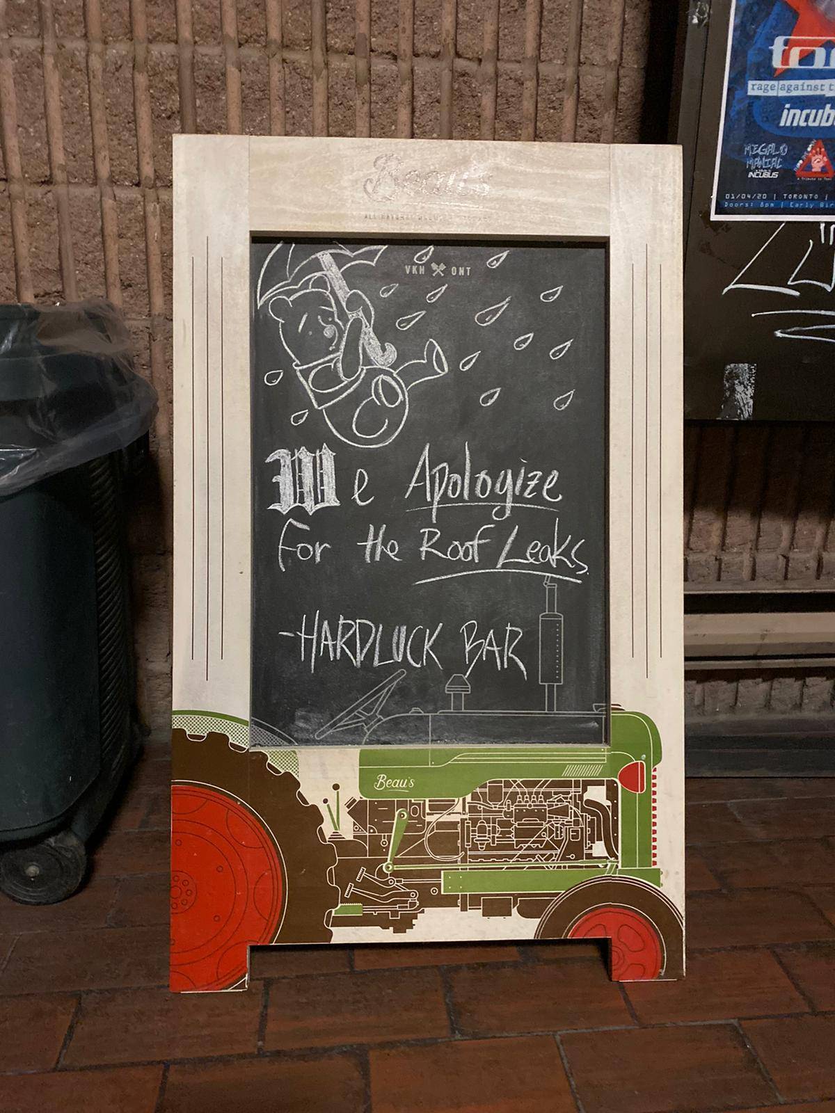 Menu at Hard Luck Bar, Toronto