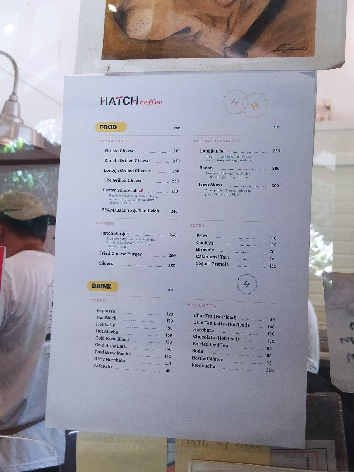 Menu at Hatch Coffee restaurant, Baguio
