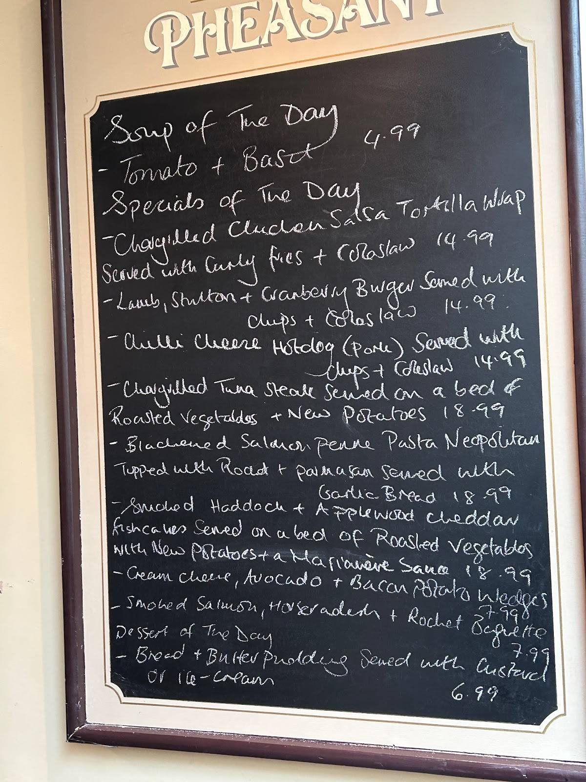 Menu at The Pheasant Inn & Restaurant Heathrow (over 18s only), Hayes ...