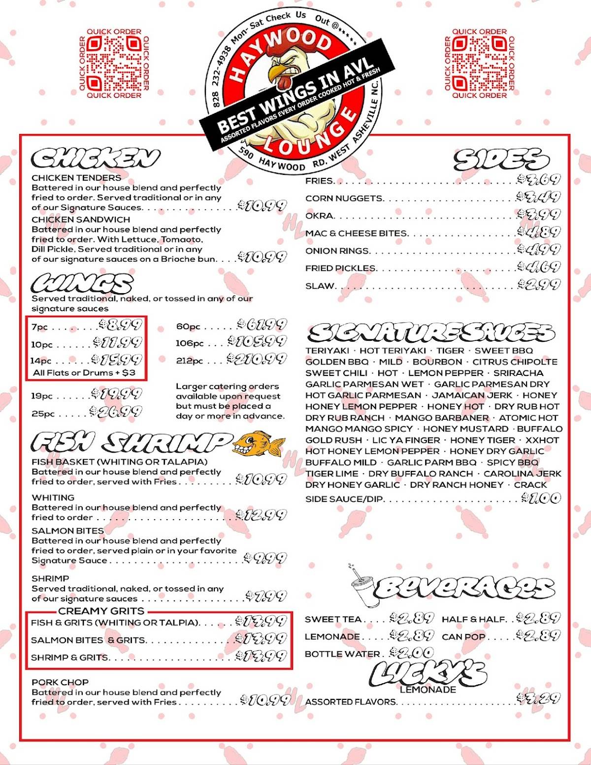 Menu at Haywood Lounge Best wings AVL. pub & bar, Asheville