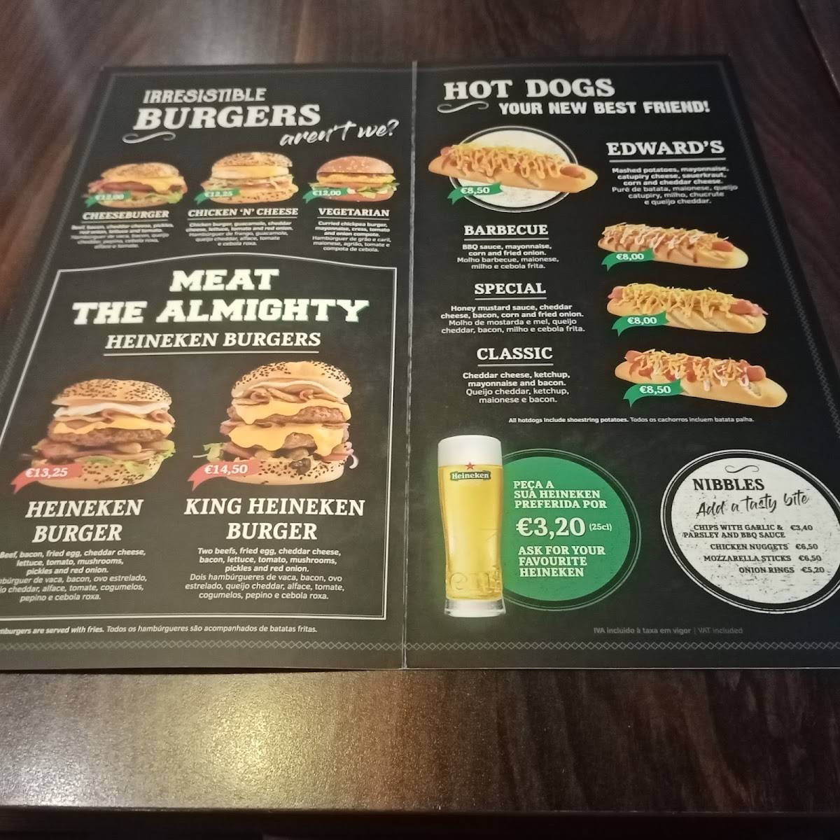 Menu em Heineken Grandcafé, Lisboa