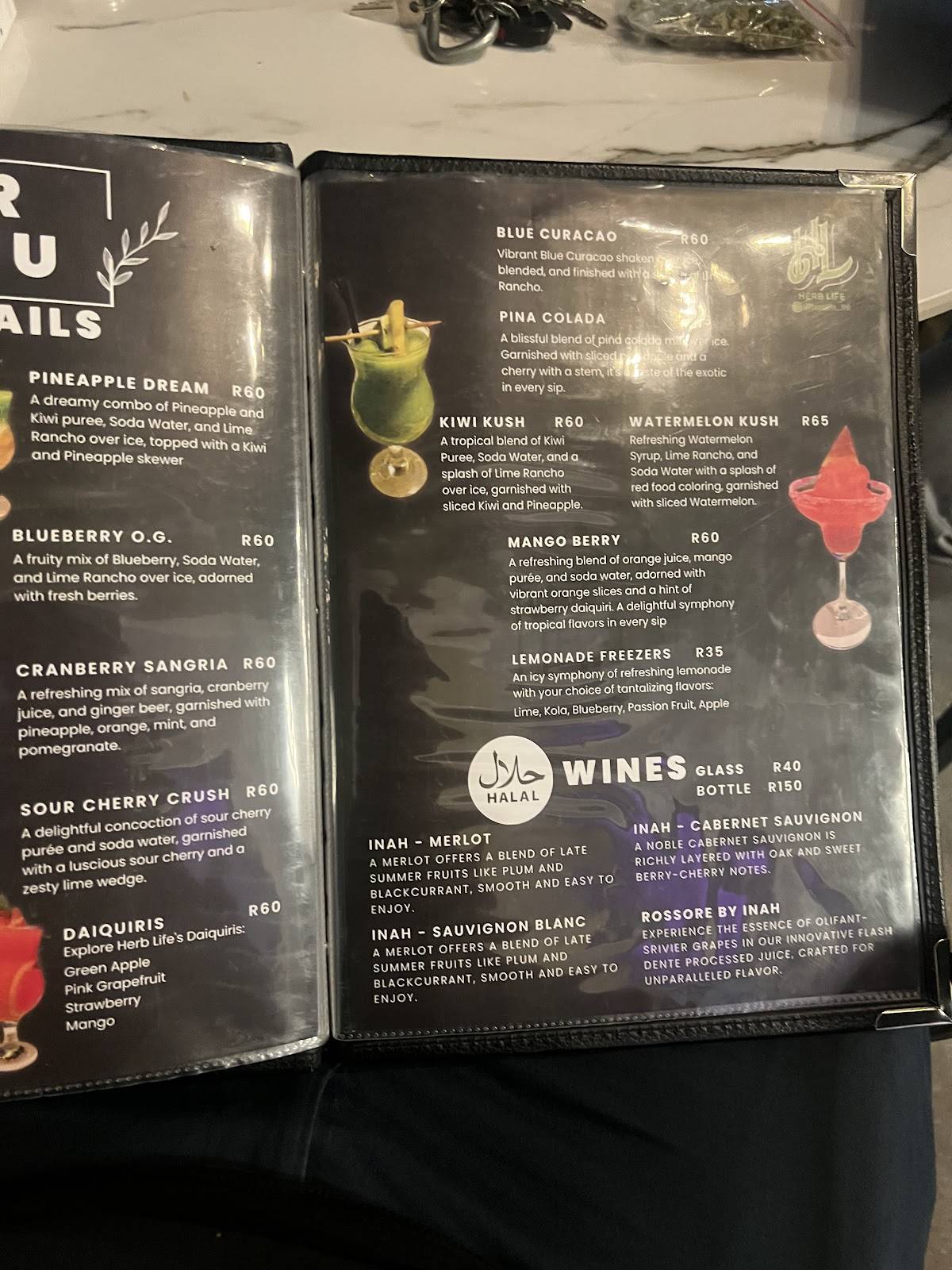 Menu at Herb Life Cafe on Florida, Durban