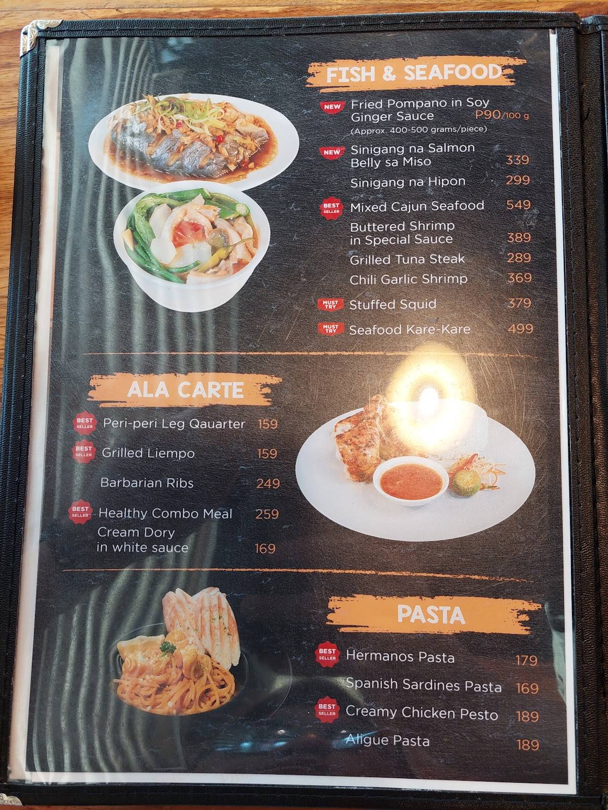 Menu at Hermanos Restaurant, Tarlac City