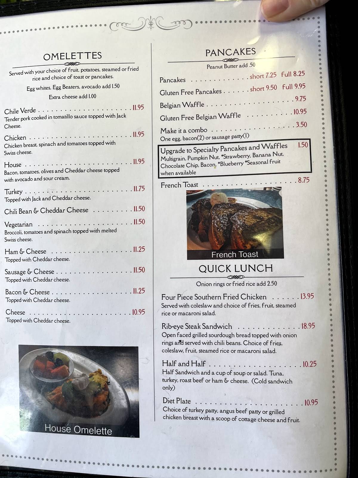 Menu at Hidden Cafe, Camarillo