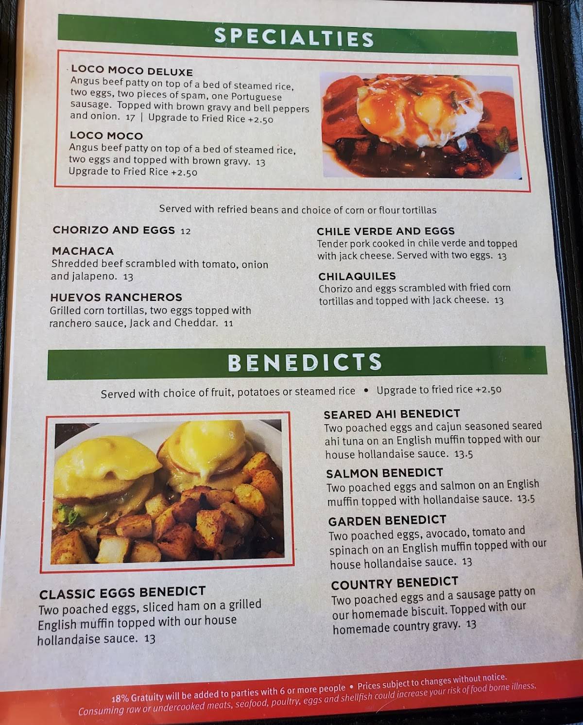Menu at Hidden Cafe, Camarillo